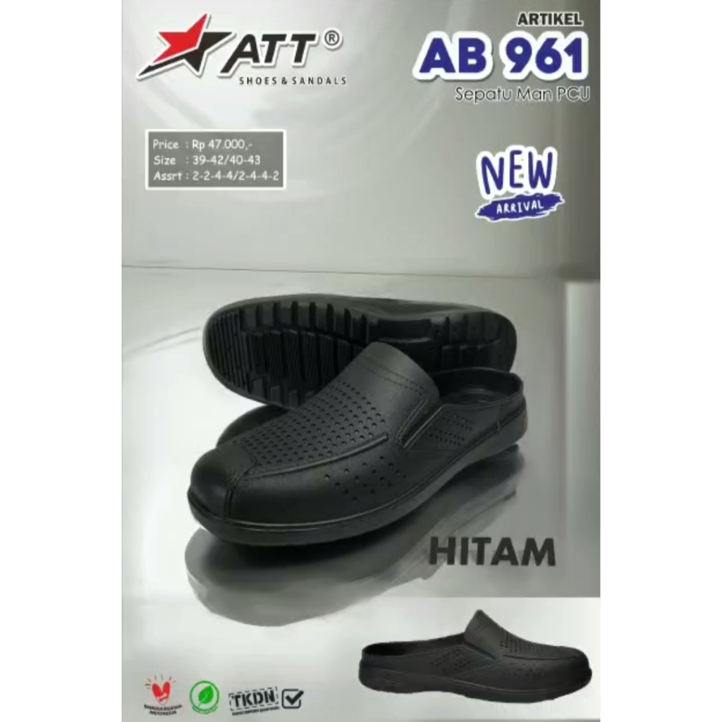 Jual SEPATU KASUAL PRIA SLOP BUSTONG KARET FULL HITAM ATT ORIGINAL ...