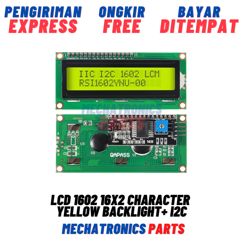 Jual LCD 1602 16X2 CHARACTER YELLOW BACKLIGHT+ I2C SERIAL INTERFACE ...