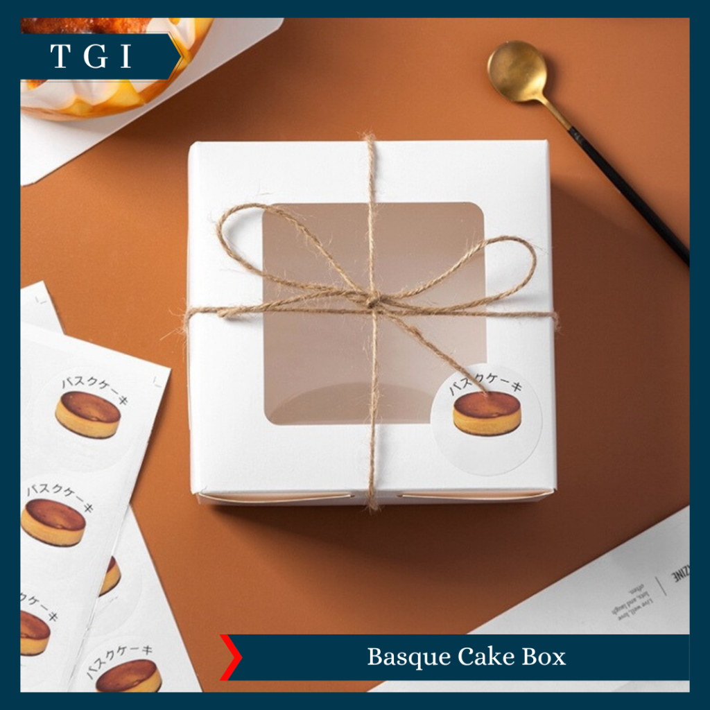 Jual TGI - KOTAK PENYIMPANAN KUE PUTIH POLOS SNACK BOX DUS KUE BASQUE ...
