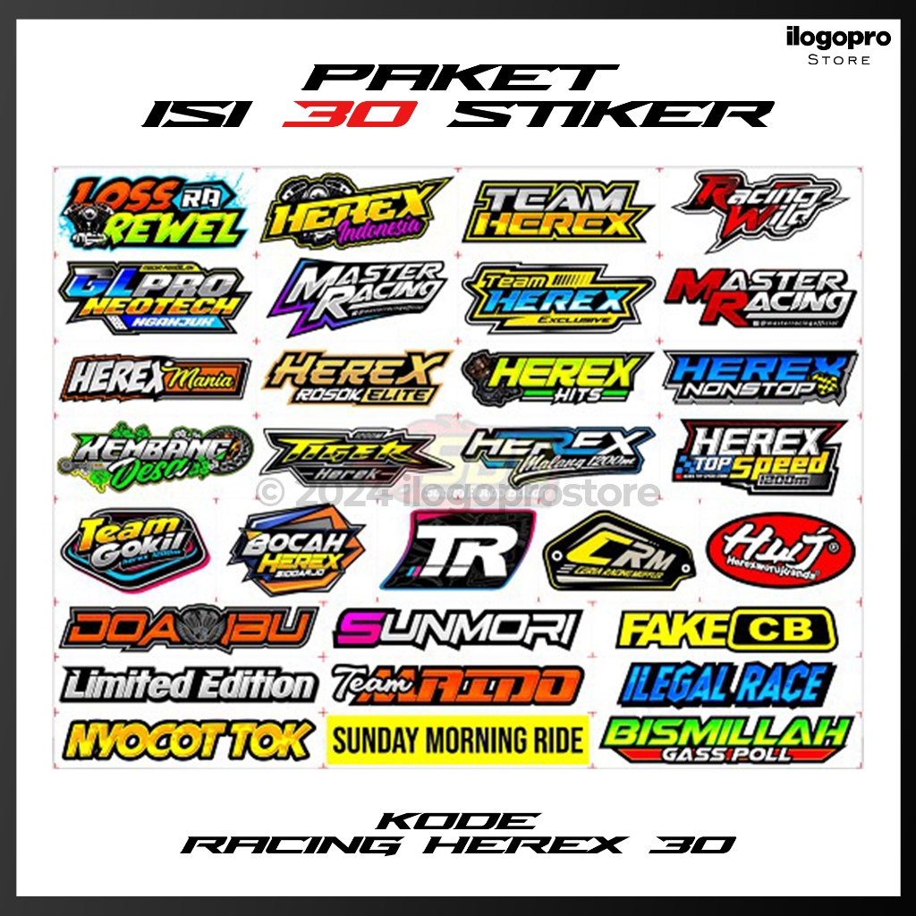 Jual Stiker Racing Motor Sponsor - Isi 30 Stiker - Team Herex Ilegal ...