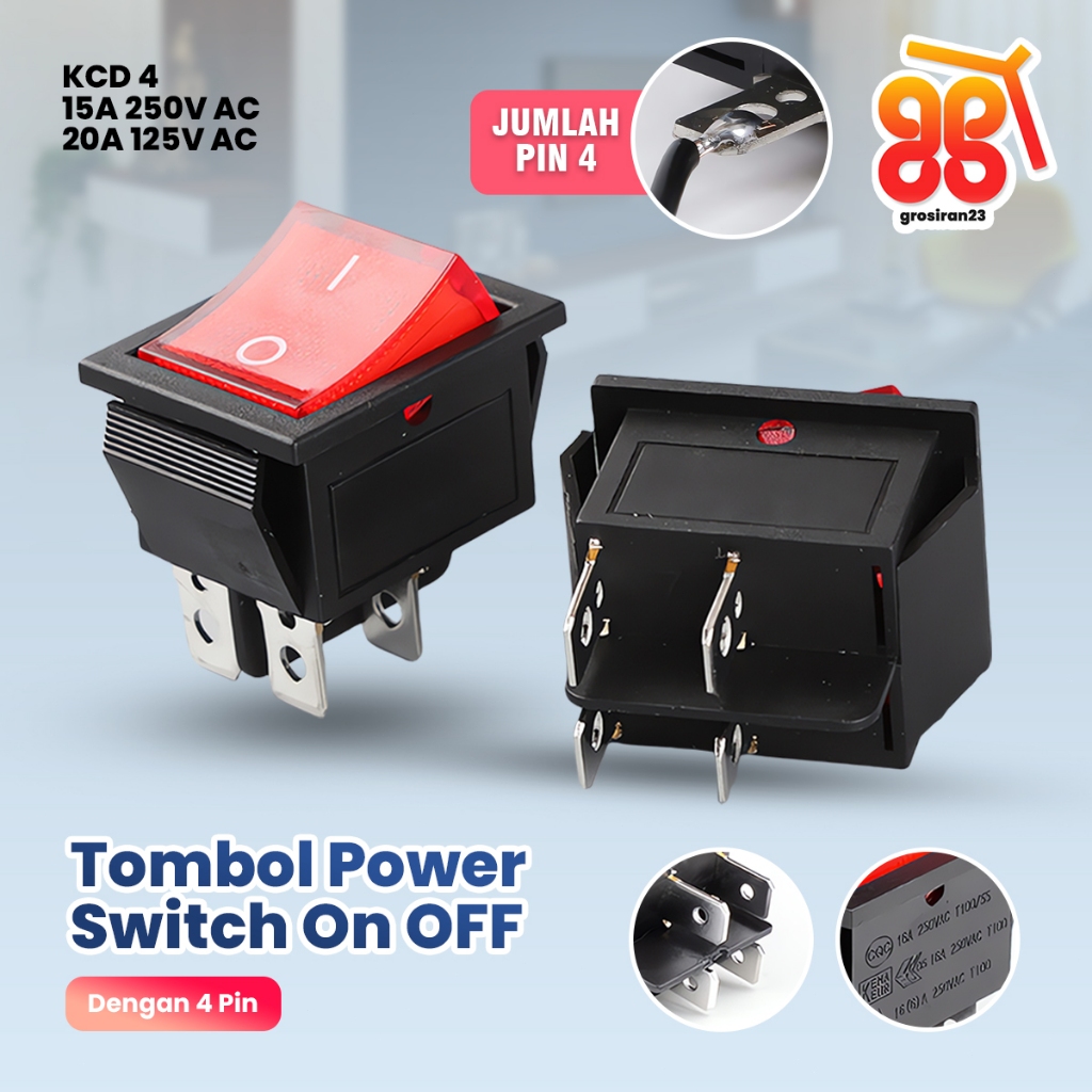 Jual SAKLAR SWITCH ON - OFF 4 PIN ROCKER SWITCH BESAR 4 KAKI TOMBOL ...