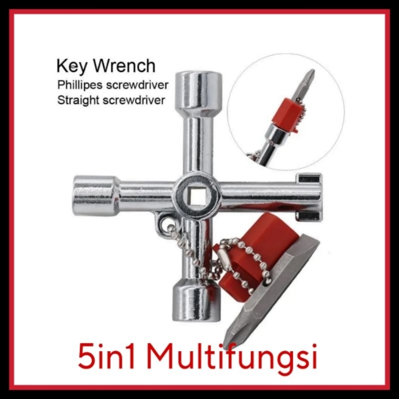 Jual Kunci Pas Ring 5in1 Multifungsi Plus Obeng Kunci T Key Cabinet ...