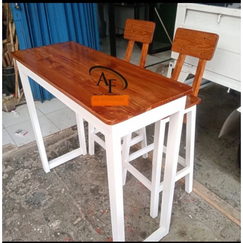 Jual Meja Mini bar cafe satu set +2 Bangku sender | Shopee Indonesia
