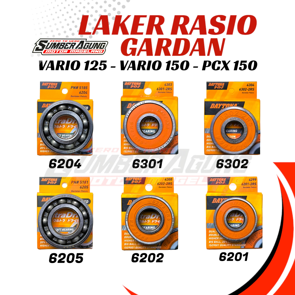 Jual LAKER LAHER BEARING RASIO GARDAN SET 6 PCS VARIO 125 150 PCX 150 ...