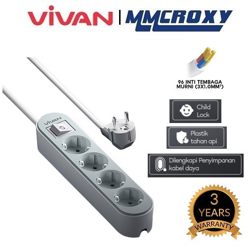 Jual Vivan VPS Fashion Stop Kontak Saklar 3-6 Lubang Safety Socket AC ...