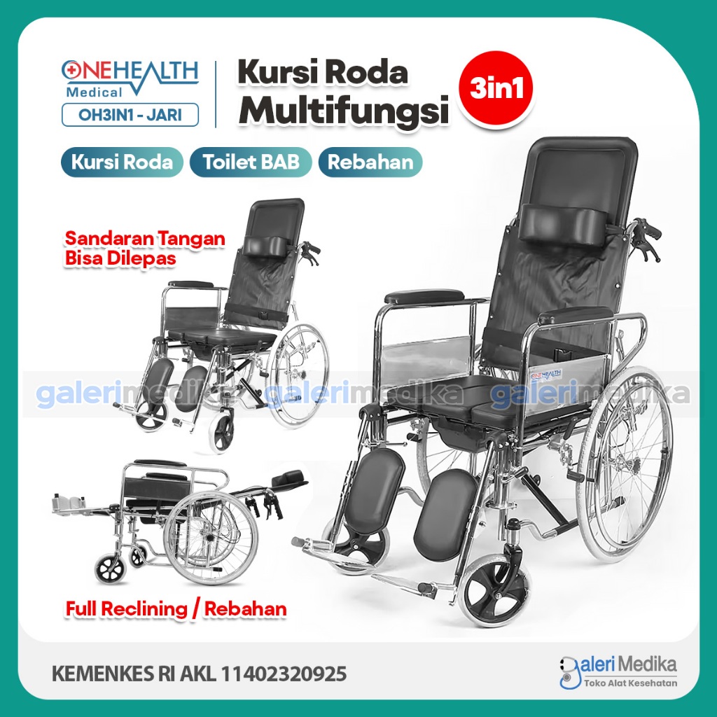 Jual Kursi Roda 3in1 Multifungsi OneHealth Velg Jari - Kursi Roda ...