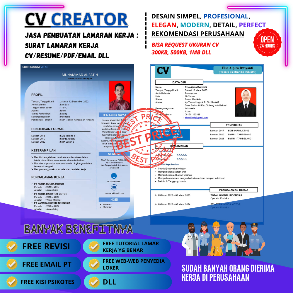 Jual Jasa Pembuatan CV | Desain CV | Jasa CV | Surat Lamaran Kerja | Edit Foto | CV Kreatif ...