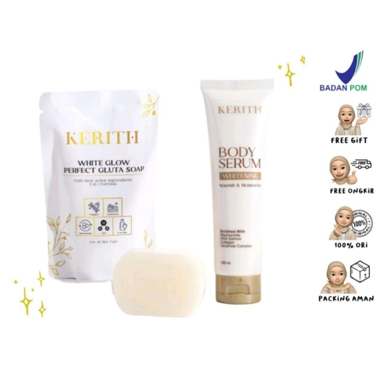 Jual KERITH WHITE GLOW PERFECT GLUTA SOAP LOTION BODY SERUM WHITENING ...