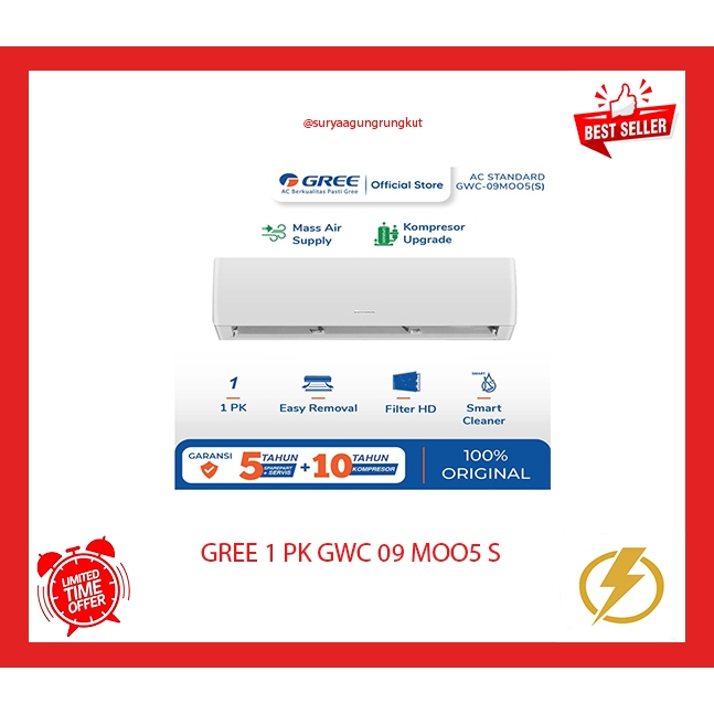 Jual AC SPLIT GREE 1 PK 755 WATT STANDARD GWC - 09 MOO5 S | Shopee ...