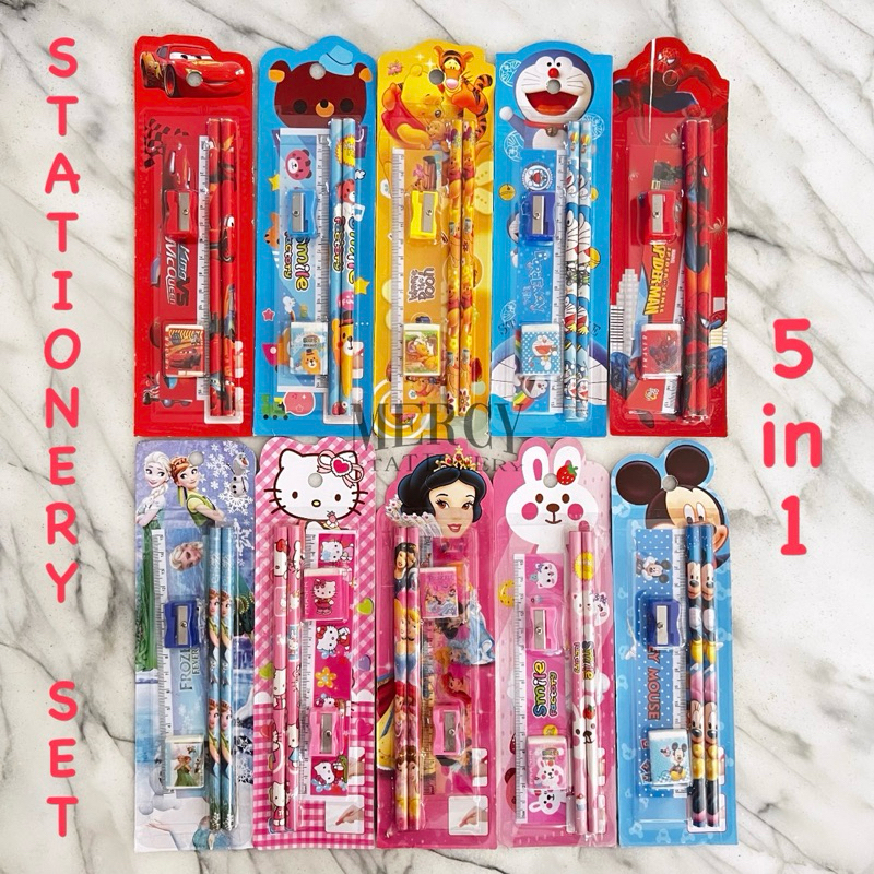 Jual Study Set Stationery isi 5 Karakter 5 in 1 Paket Alat Tulis Pensil ...