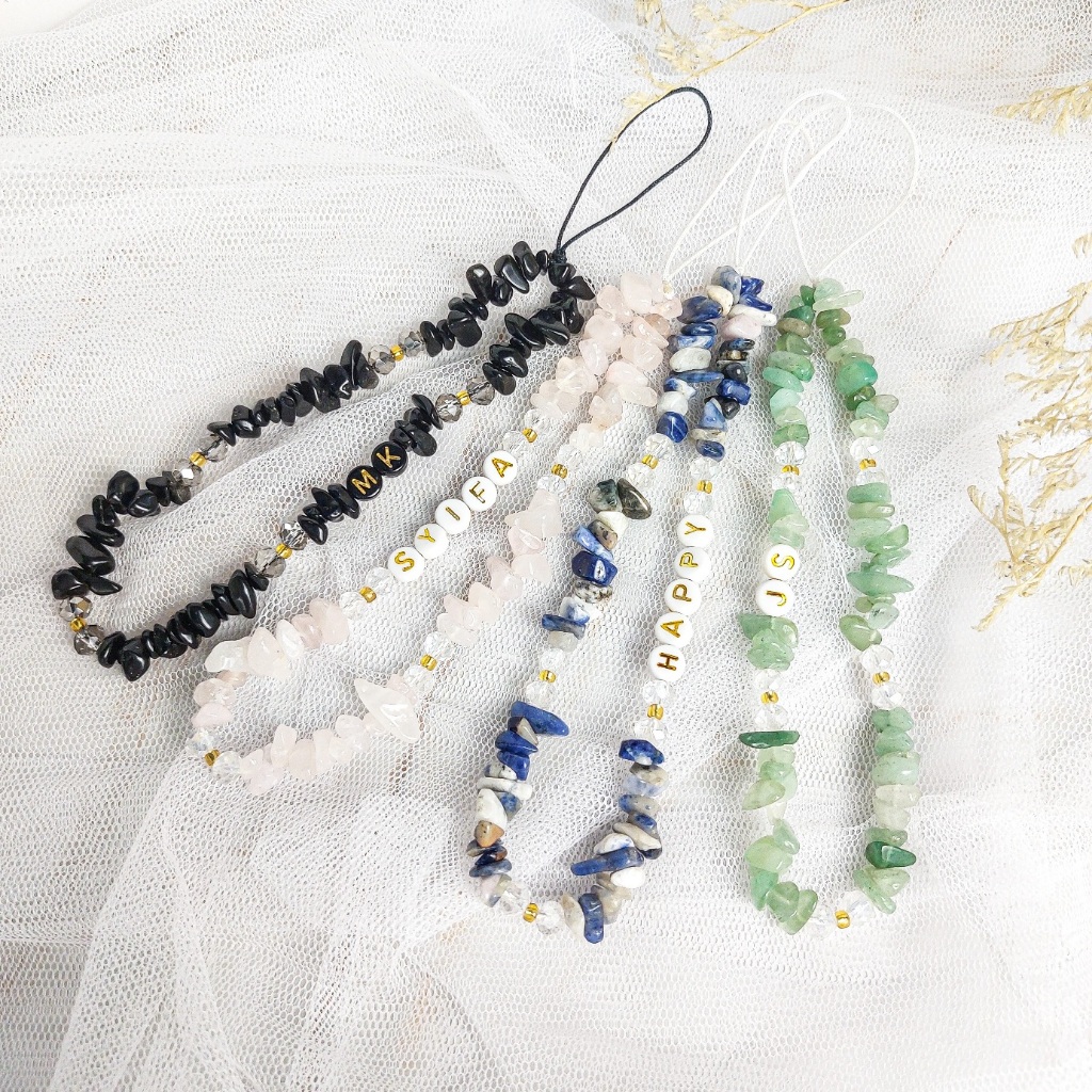 Jual Tali Gantungan Hp Phone Strap Kristal Batu Alam Asli Custom Nama ...