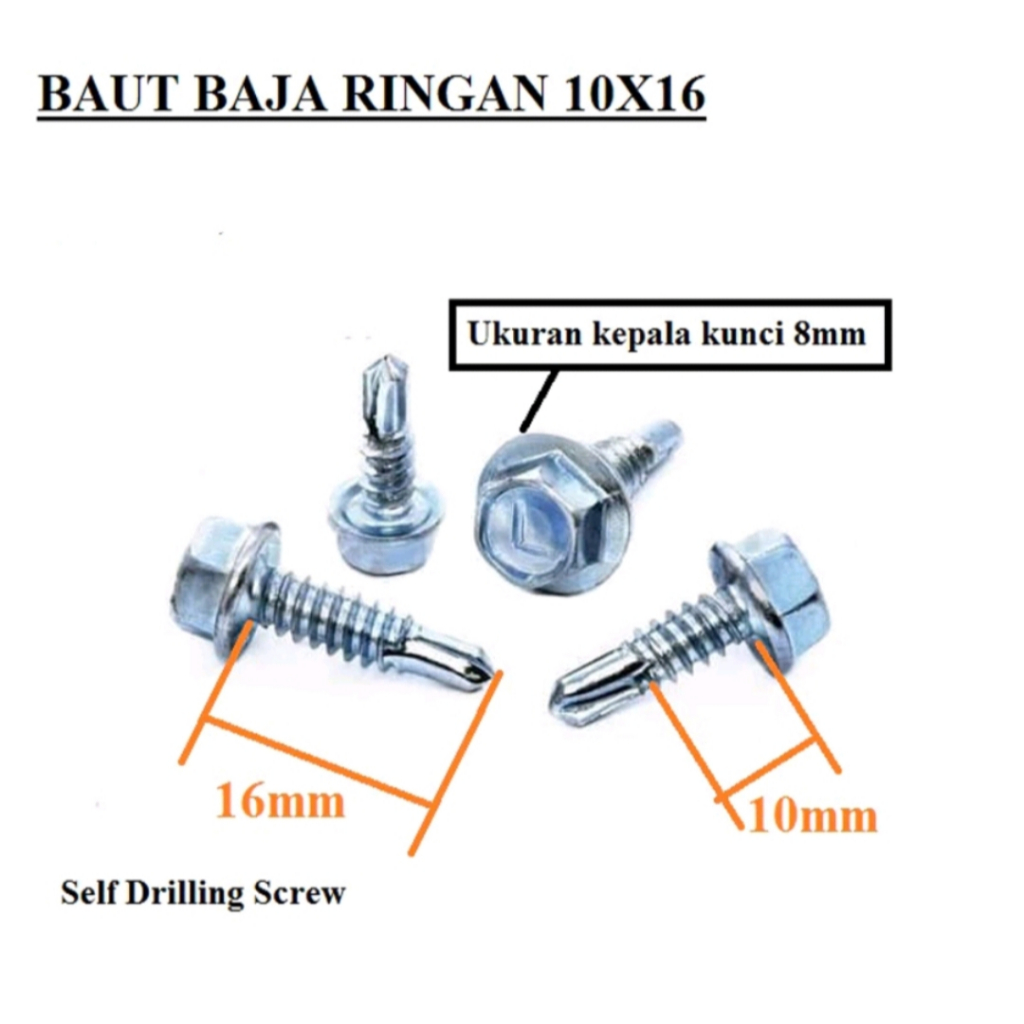 Jual Ruping Baut Baja Ringan Baut Ruping Baut Baja Sekrup Baja 10 X 16 ...