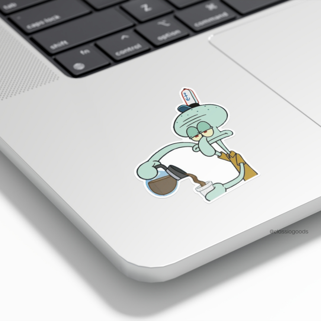 Jual Sticker Tempel "Squidward Taking Coffe" | Shopee Indonesia