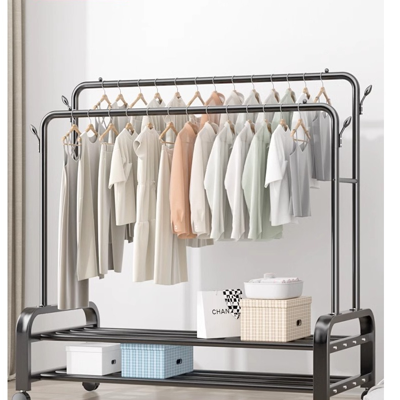 Jual Rak pakaian gantung tiang ganda rak pakaian rumah tangga gantungan ...