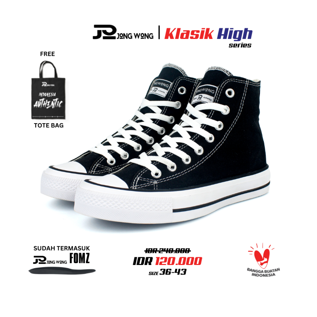Jual Jong Wong Official - Sepatu Sekolah Klasik High Black White ...