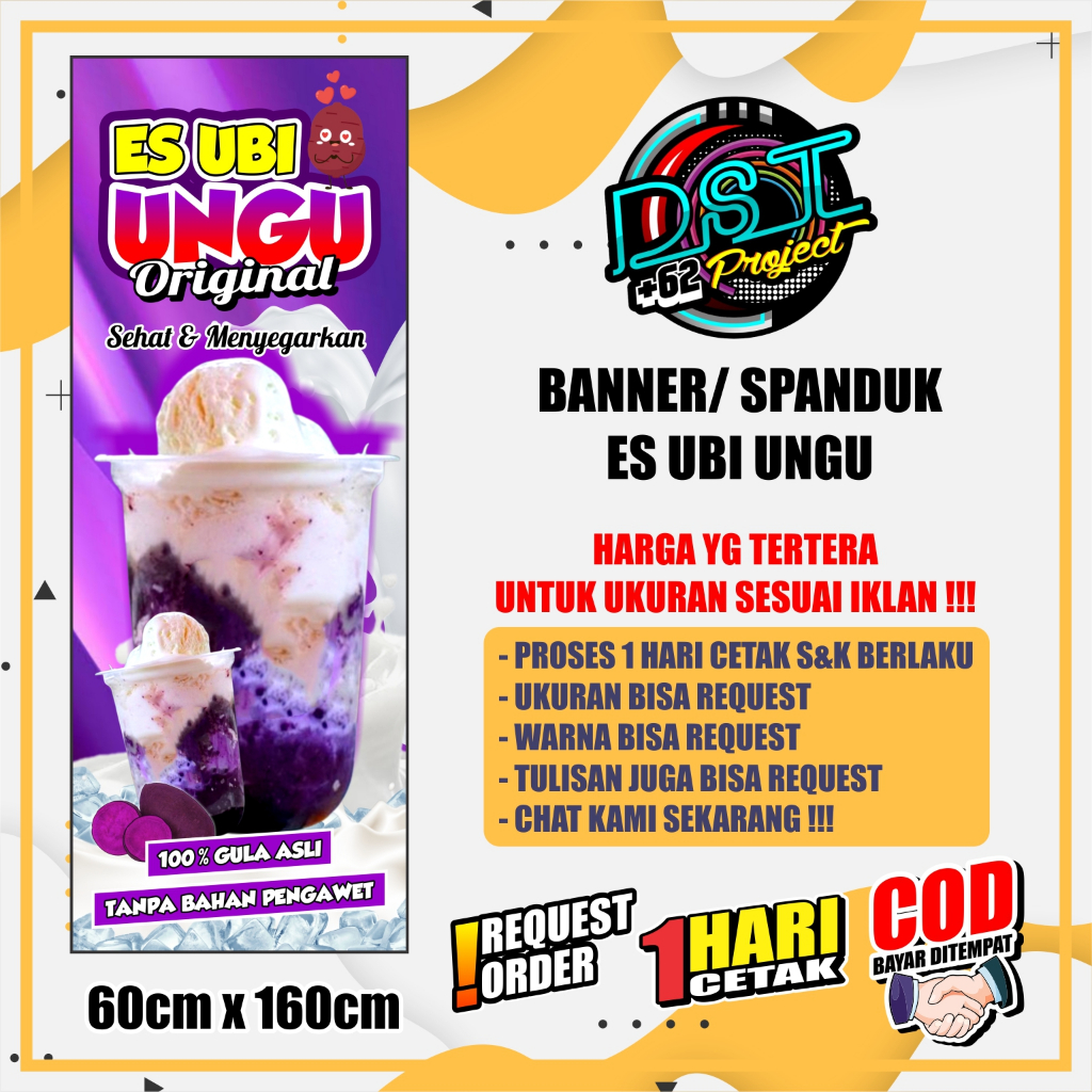 Jual BANNER / SPANDUK ES UBI UNGU 60cm x 160cm | Shopee Indonesia