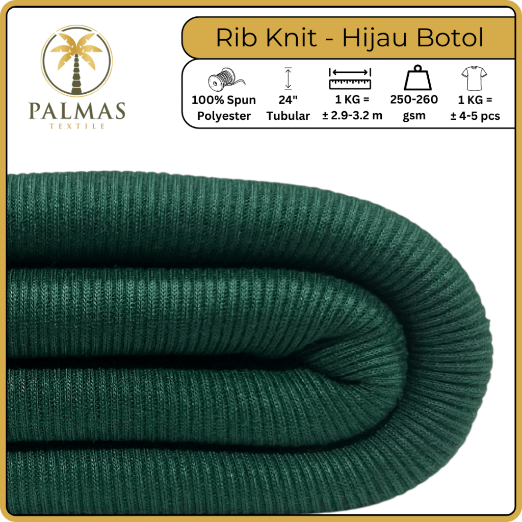 Jual Kain Rib Knit - Hijau Botol (Bahan Kaos) | Shopee Indonesia