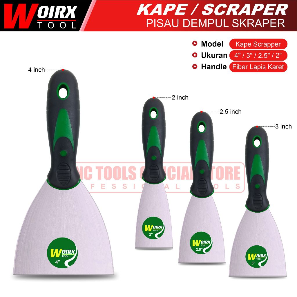 Jual WOIRX TOOL Scraper Besi Kape Gagang Fiber Karet 2" 2.5" 3" 4" inch ...