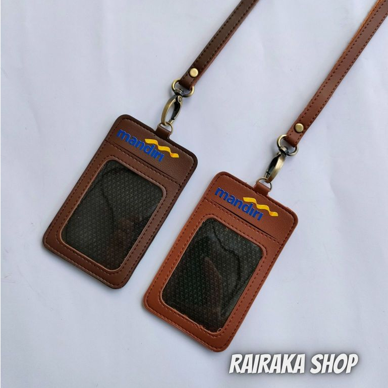 Jual Id Card Name Tag Kulit Holder Mandiri Terbaru | Shopee Indonesia