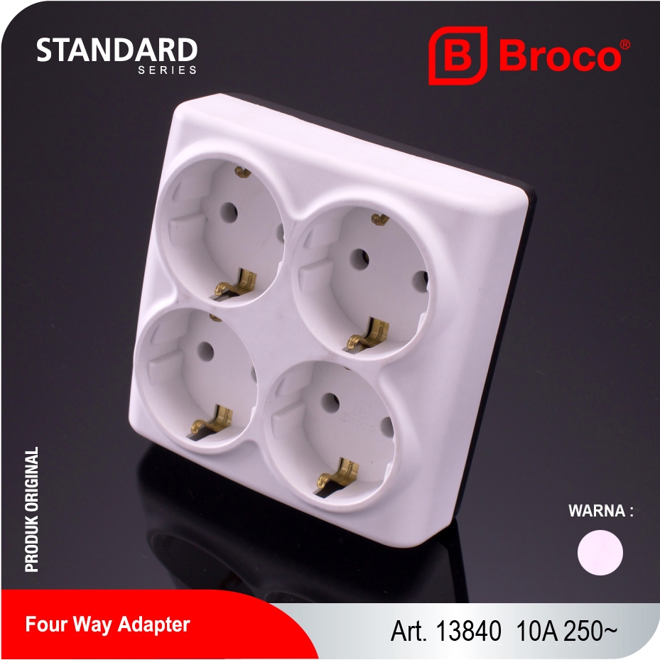 Jual Broco Electrical 13840 Four Way Adapter Plug with Earth | Shopee ...