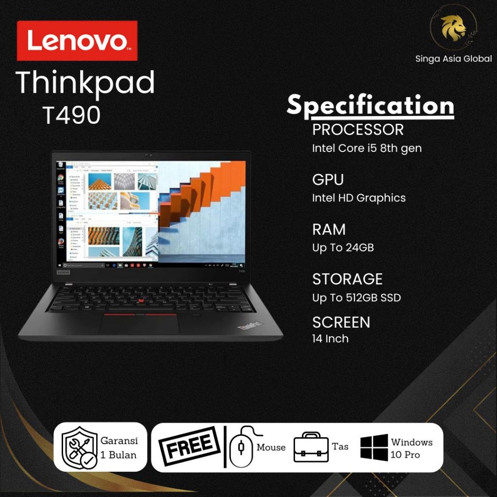 Jual Laptop Lenovo Thinkpad T490 Core i5 Gen8 Ram 16GB SSD 512GB Murah ...