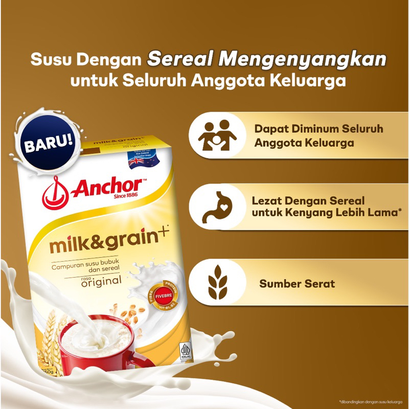 Jual Anchor Milk & Grain Susu Keluarga Original 350g - Susu Bubuk ...