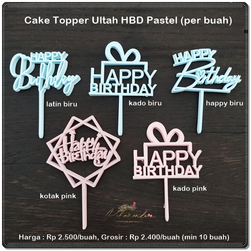 Jual TOPR-100 : Cake Topper Ultah HBD Pastel (per buah) | Shopee Indonesia