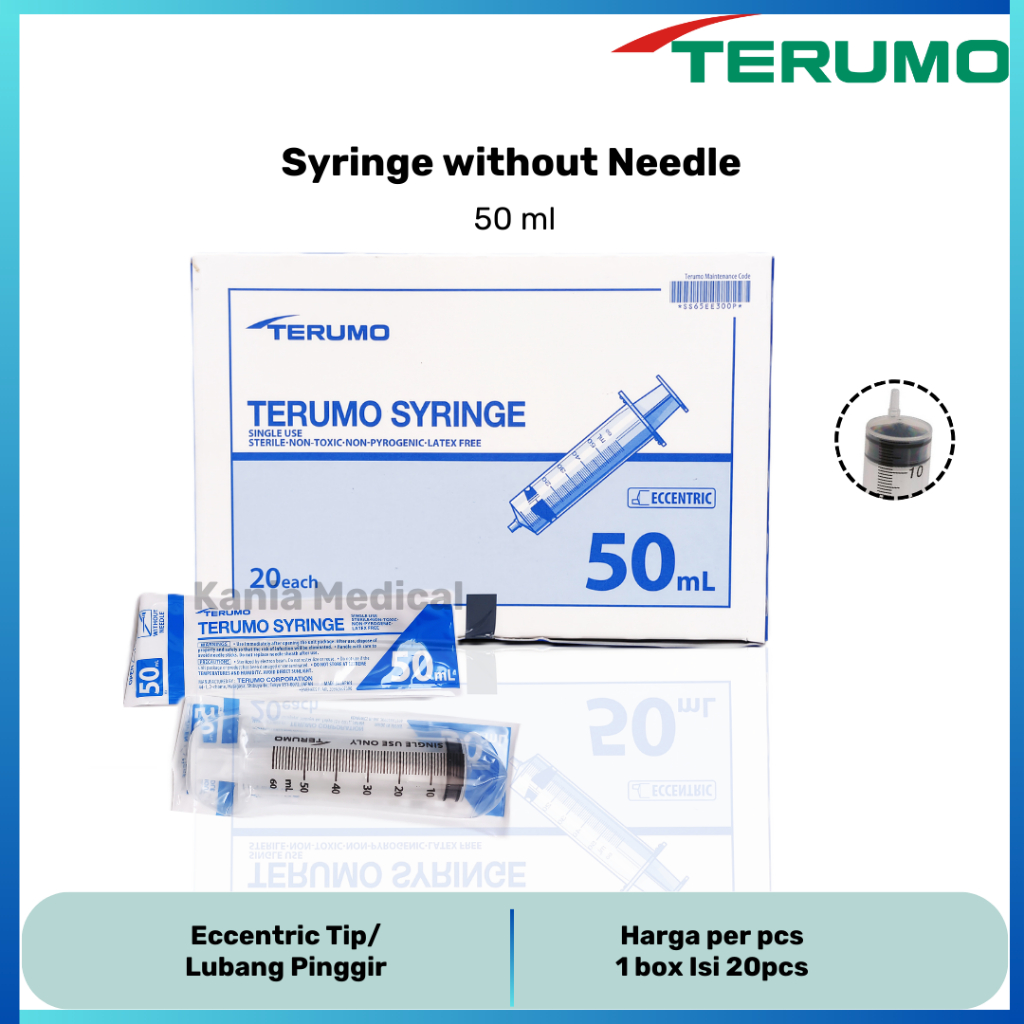 Jual Terumo Syringe 50ml Eccentric Tip/ Lubang Pinggir BOX 20pcs Spuit Terumo 50cc NGT | Shopee ...