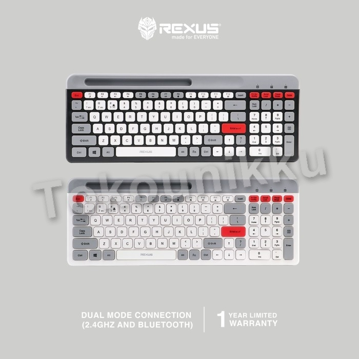 Jual Keyboard REXUS Bluetooth + Wireless Full Size with Phone Holder ...
