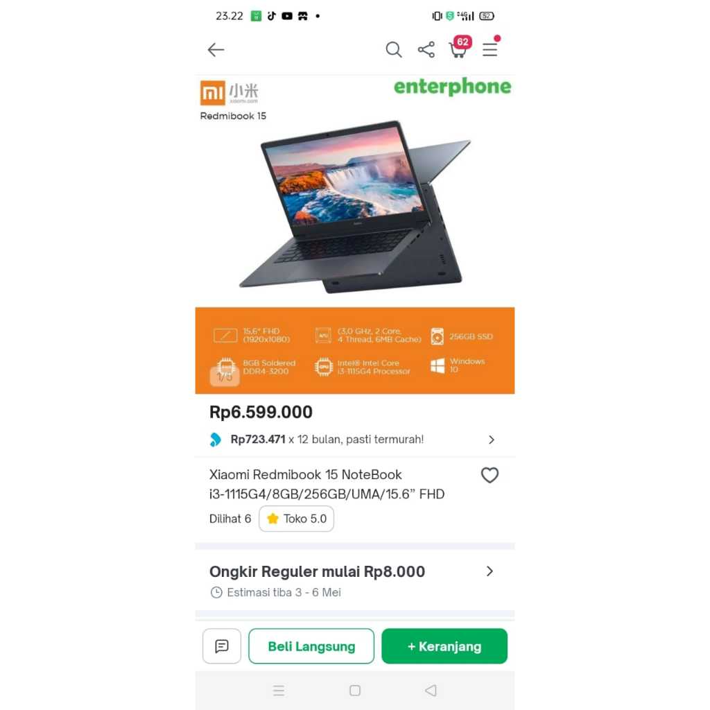 Jual XIAOMI Redmi Book Intel Core i3-1115G4 Ram 8/256Gb Navy Blue ...