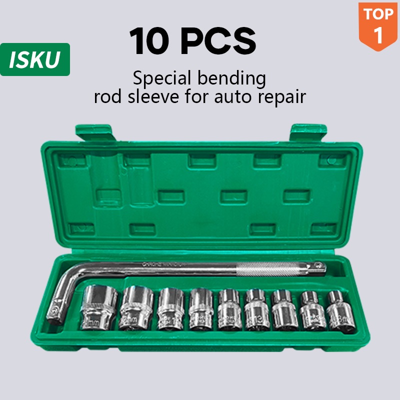 Jual ISKU Mata kunci sok set 10Pcs Termasuk 9pcs 8-24mm 1/2 inch 6PT Mata Sock Set Dan 1pcs 1/2 ...
