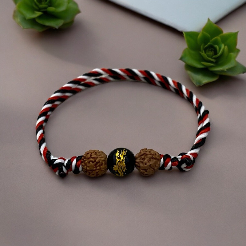 Jual Gelang Tridatu Batu Ukir Naga Emas Dengan Rudraksha Genitri Asli ...
