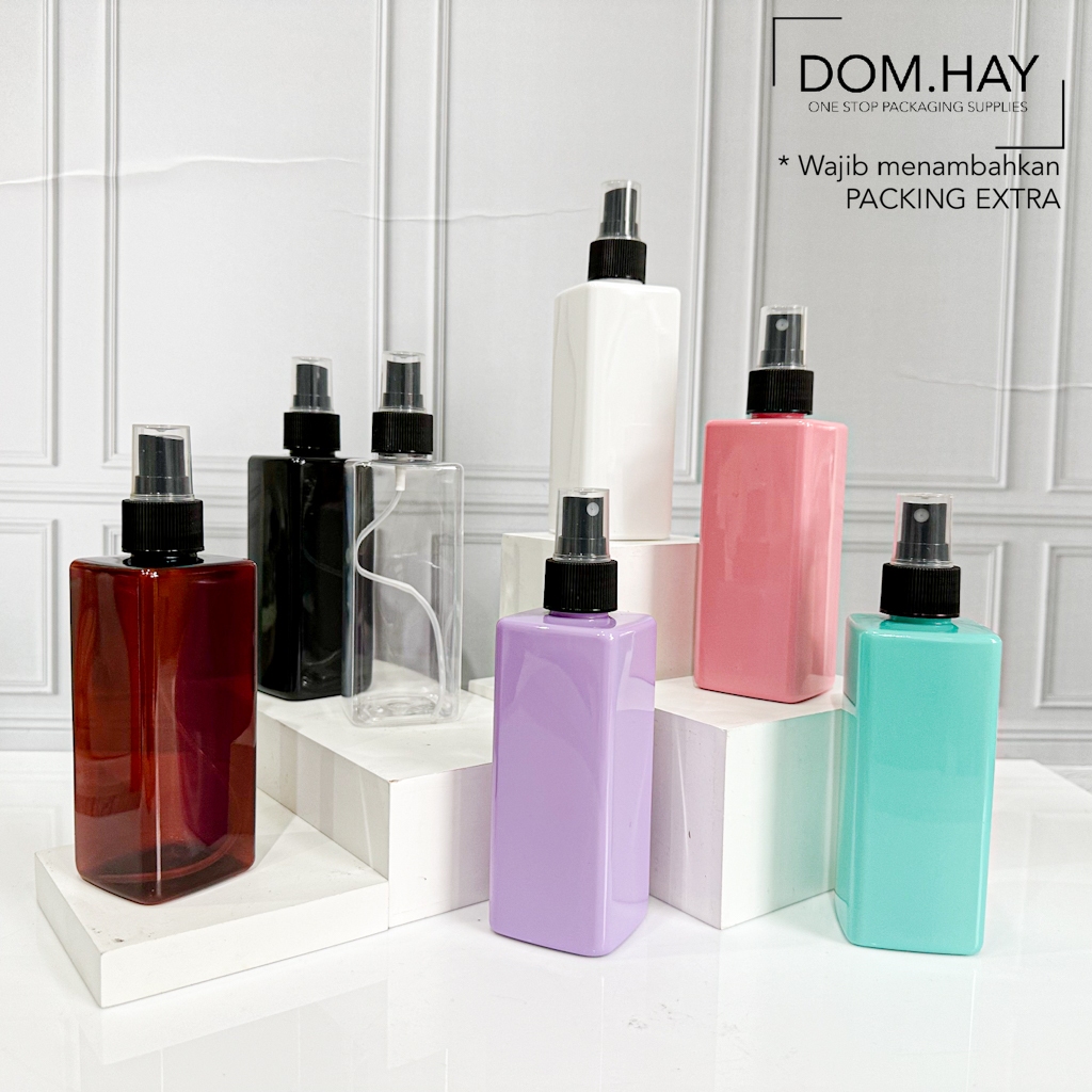 Jual 250ml Botol Kotak Plastik Spray Hitam HL Bottle Aesthetic Luxury Elegant Botol Plastik Mist ...