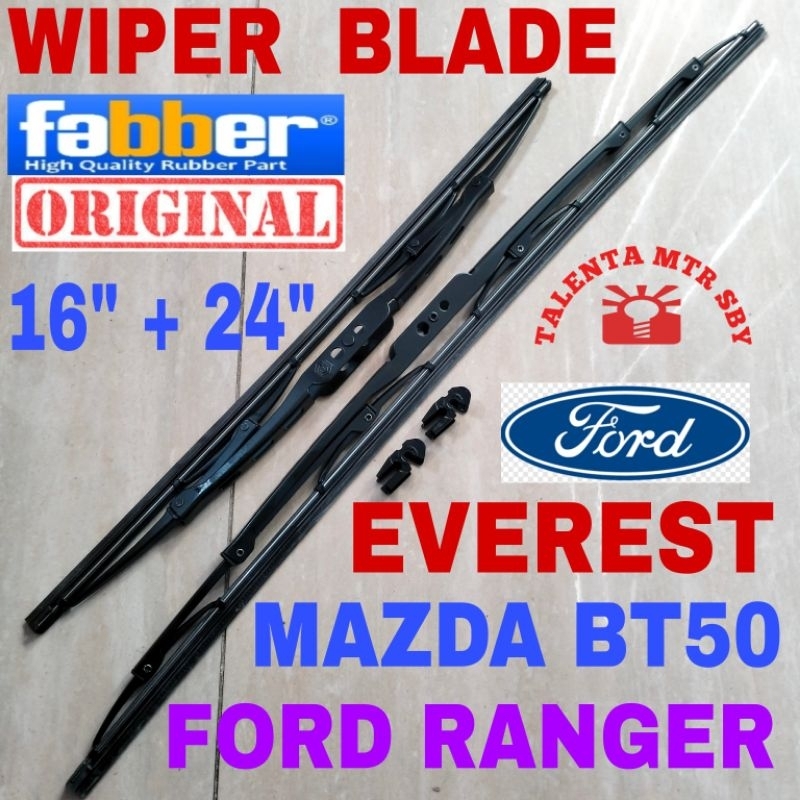 Jual SEPASANG KARET WIPER BLADE FORD RANGER EVEREST BT50 KIPAS KACA DEPAN MERK FABBER ORIGINAL ...