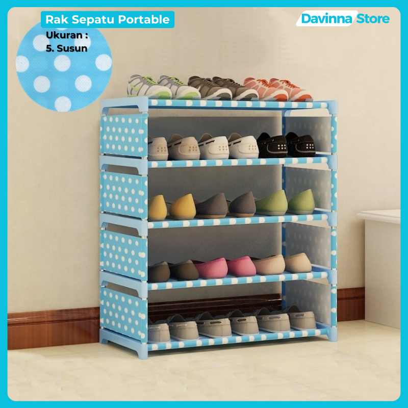 Jual Rak Sepatu Plastik Portable 5 Susun Rak Tempat Penyimpanan Sepatu ...
