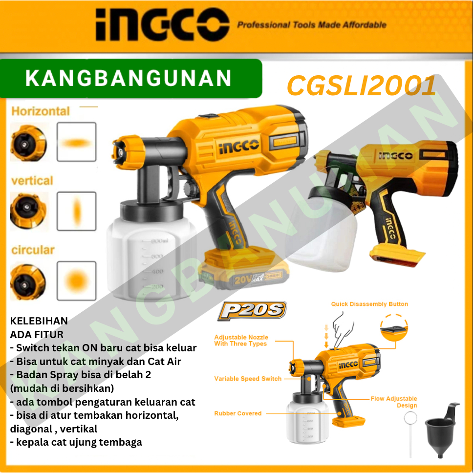 Jual SPRAY GUN CORDLESS 20V SEMPROTAN ANGIN CAT UNIT ONLY CSGLI2001 ...