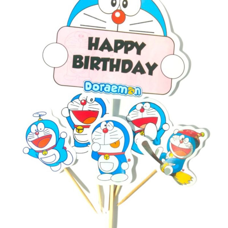 Jual Cake Topper Happy Birthday / Cake Topper Doraemon / Tusukan Kue ...