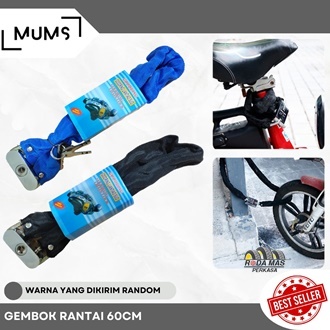 Jual Gembok Rantai Besi Lapis Kain 60cm Chain Lock 3 Keys / Gembok ...