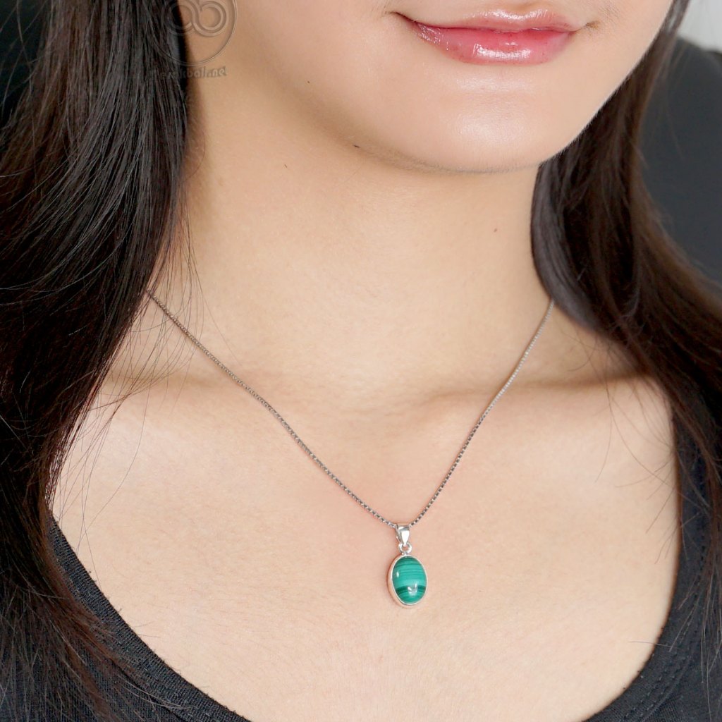 Jual Liontin Batu Alam Malachite Oval Perak 925 Asli Valochita | Shopee ...