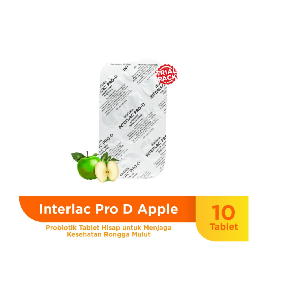 Jual Interlac Pro D Lozenges Tablet Hisap Rasa Apel - Strip 10 Tablet ...