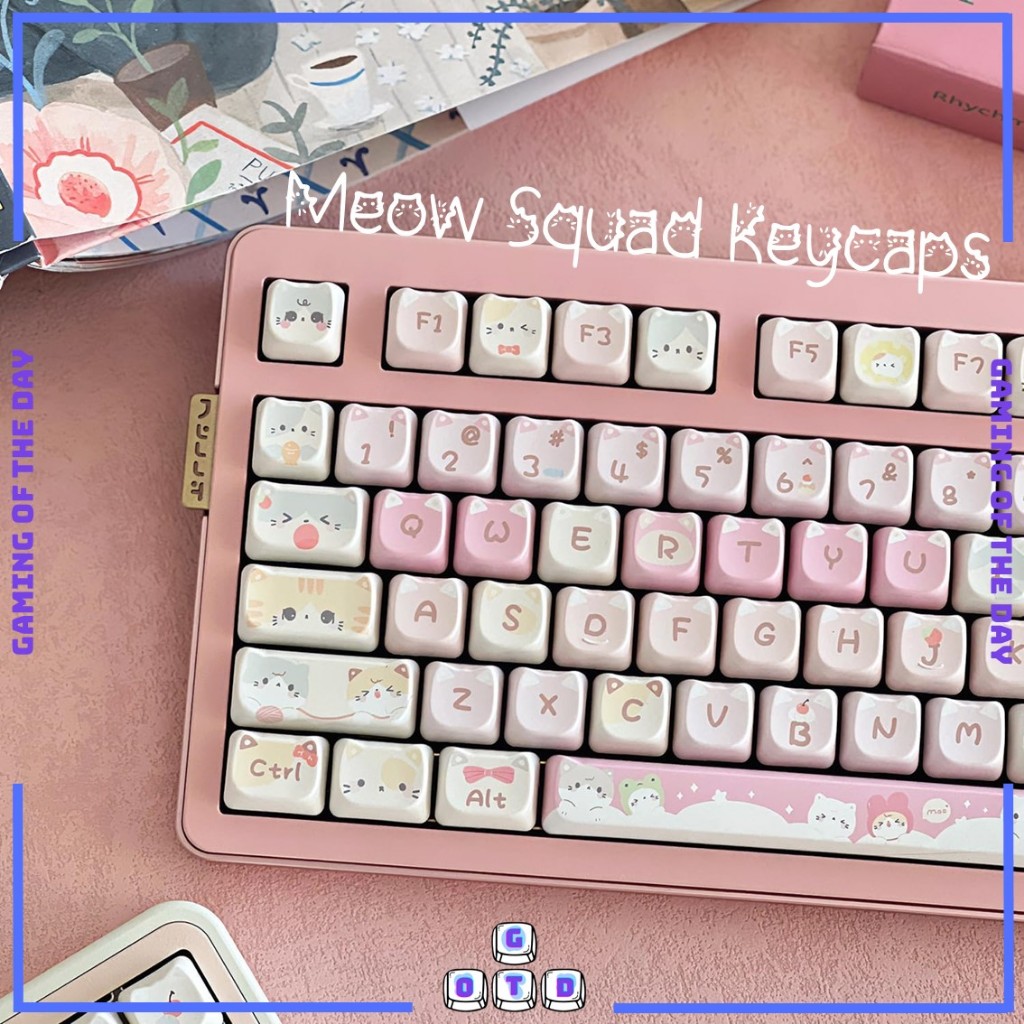 Jual Kiiboom x Maorbeng Meow Squad Cute Cat Pink Keycaps by GOTD Mao ...