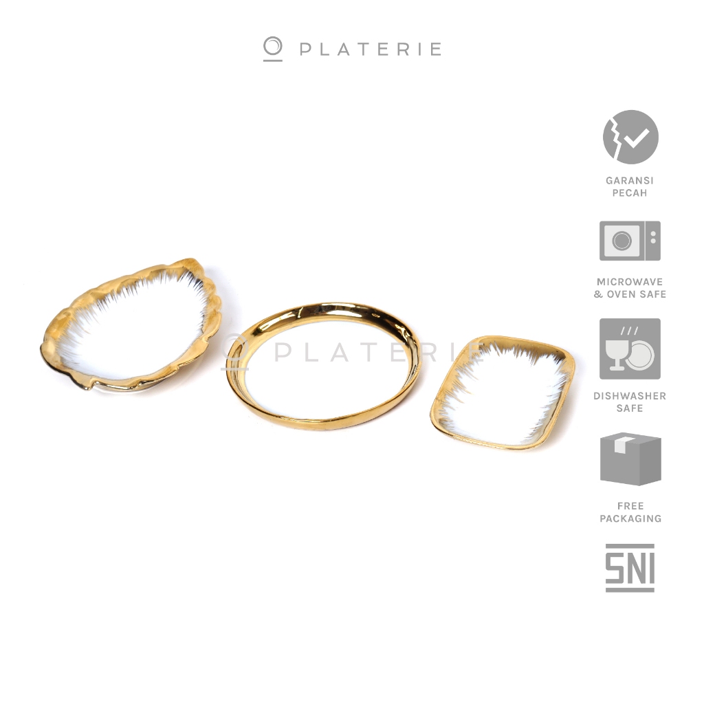 Jual PLATERIE Piring Kecil Side Dish / Sauce Plates Tray Gold List 5 ...