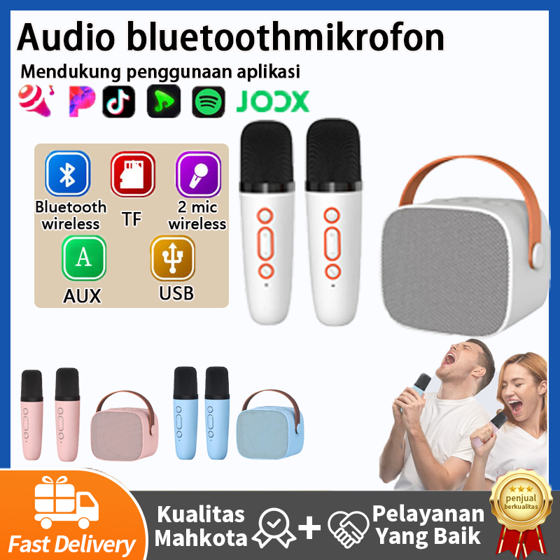 Jual Salon Bluetooth BT Speaker 2 Mic Bluetooth Speaker Karaoke Set ...