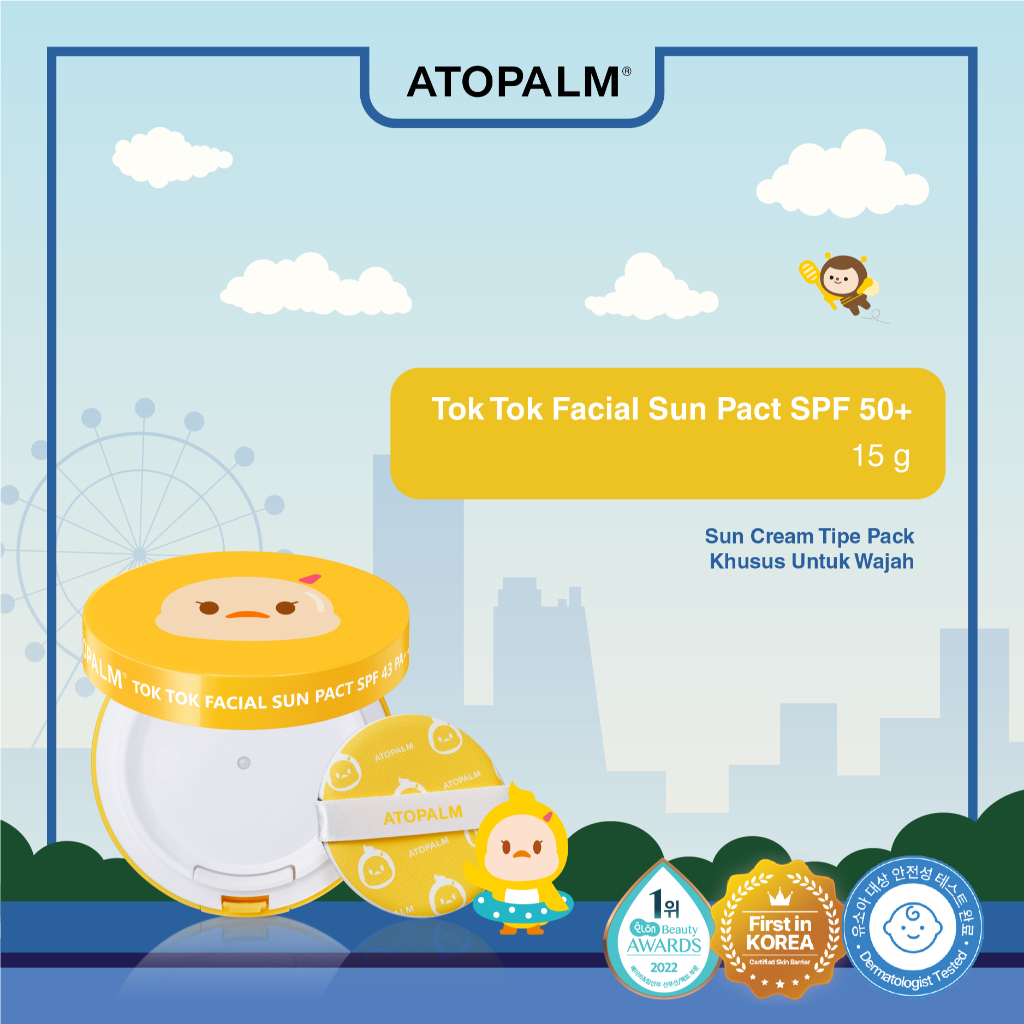 Jual ATOPALM Tok Tok Facial Sun Pact SPF43 PA+++ 15g - Sunscreen ...