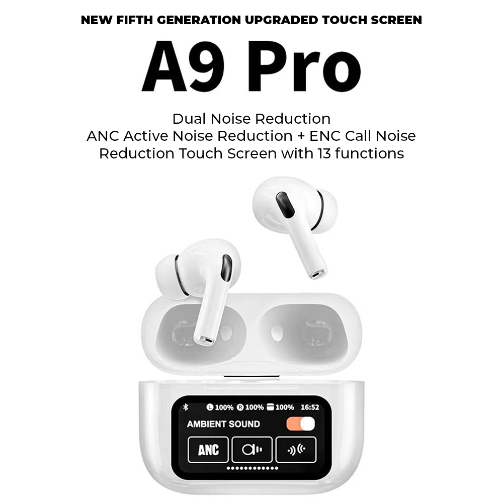 Jual A9 PRO ANC/ENC TWS Earphone Headset Bluetooth V5.4 Smart Screen ...