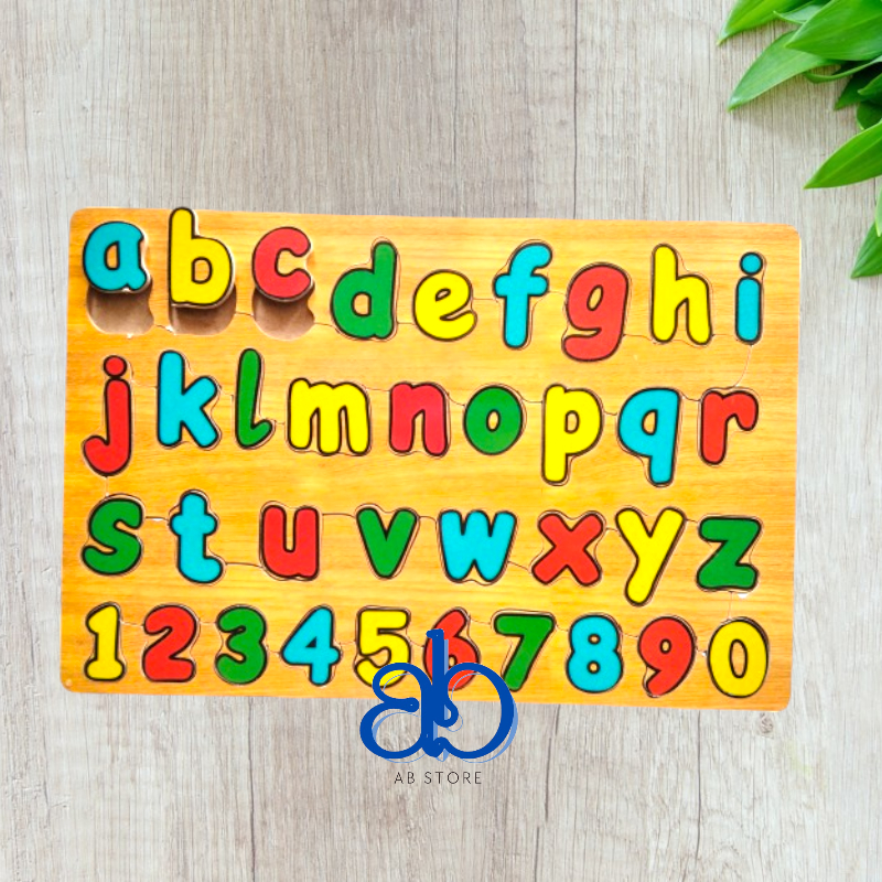 Jual Puzzle Kayu Huruf Kecil & Angka - Mainan Edukasi Anak Belajar ...