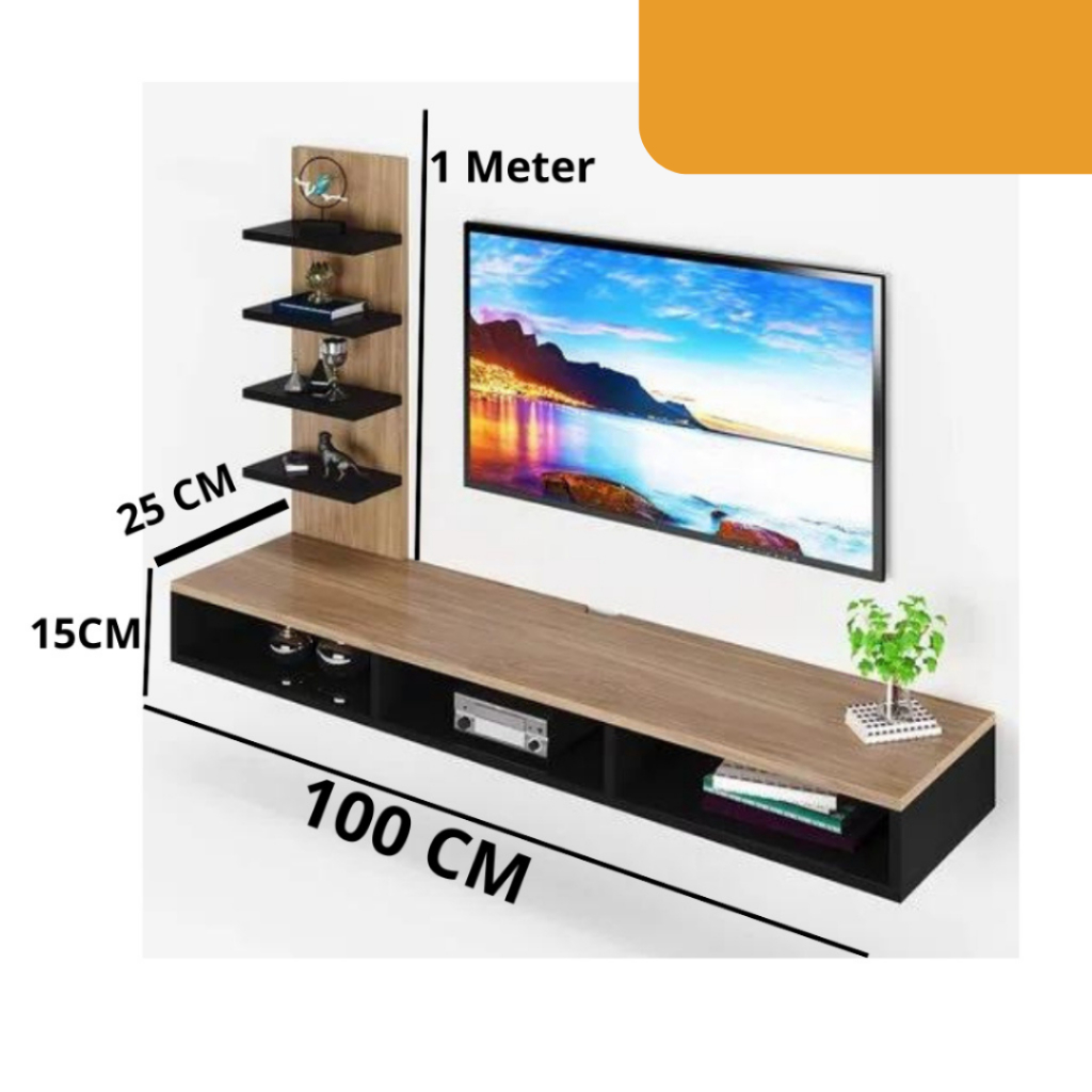 Jual Rak Tv Dinding Minimalis Ukuran 100x25x15cm Tempat Penyimpanan Tv ...