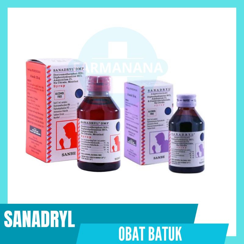 Jual SANADRYL DMP & EKSPEKTORAN SYRUP 60ML, 120ML | OBAT BATUK KERING ...
