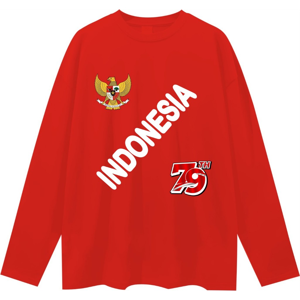 Jual Lengan Panjang Kaos HUT RI 79 GARUDA INDONESIA MIRING kaos agustus ...