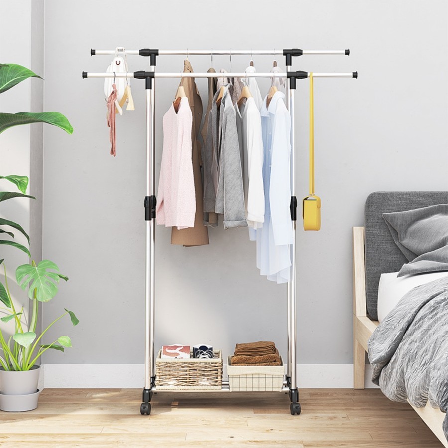 Jual Rak Jemuran Baju Lipat Stainless Steel Gantungan Pakaian Handuk ...